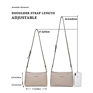 AMELIE GALANTI Small Medium Size Crossbody Bag purse for Women,leather Shoulder handbag with Adjustable Strap (beige)