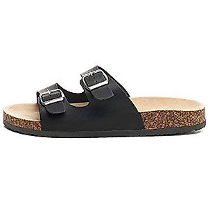 Alpine Swiss Mens Double Strap Casual Slides Flat Sandals BLK US 12