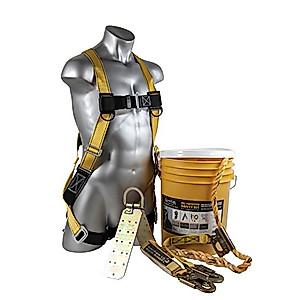Guardian Fall Protection 00815 BOS-T50 Bucket of Safe-Tie - 5 Gallon Bucket, 50 ft. Vertical Lifeline Assembly, 5 Temper Reusable Anchor, Safety Harness Kit