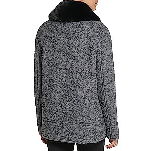 Kenneth Cole Women's Faux Trim Jacket, Fur Collar Charcoal, X-Small