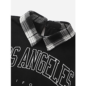 SOLY HUX Girl's Letter Print Sweatshirt Top and Plaid Skirt Set 2 Piece Outfits Black White 11-12Y