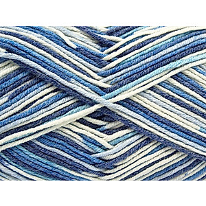 Lot of 4 x 100gr Skeins Ice Yarns Lorena Color (50% Cotton) Yarn Blue Shades White