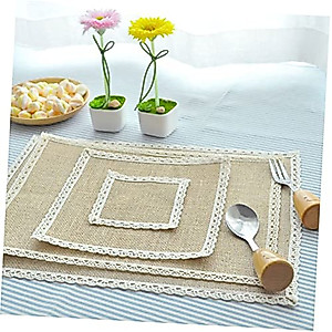 BESPORTBLE 5pcs Dining Room Table Decor Wedding Decoration Table Placemats Coffee Cup Mat Macrame Decor Cup Coasters for Table Burlap Placemat Coaster Pad Lace Tableware Decorate Jute Coffee