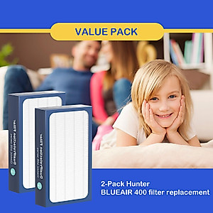 Classic 400 Series DualProtection Filter Replacement Compatible with BLUEAIR Classic 400 Series Air Cleaner Purifiers, 480i, 402, 403, 405, 410, 450E, 455EB, HEPA Filter with Activated Carbon, 2 Pack