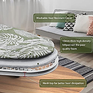 Duwee 12×32 in Table Top Ironing Board with Unique Iron Rest, Thicken Felt Padding, Heat Resistant Cover B-12x32inch-white Leaves
