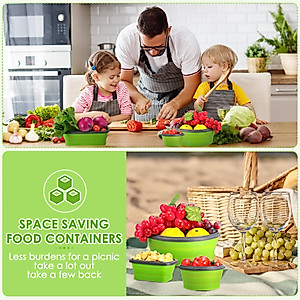 Dandat 16 Pcs Collapsible Food Storage, Silicone Food Storage Containers with Lids Including 8 Round Bowls, 8 Rectangle Bowls Collapsible Freezer Bowls Sets for Dishwasher (Green)