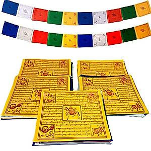 100% Cotton Healing Lama Original Tibetan Wind Horse Prayer Flags. Authentic Buddhist Flags Blessed by a Lama. (Pack of 50 Flags(6.5"X6.5")