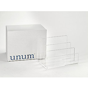 Unum Crystal Clear Acrylic Desktop File Sorter Holder - Lucite Mail, Paper, Folder, Letter Organizer – Makeup Palette Organizer - Thick Cast Acrylic 9" x 6.75" x 6.5"