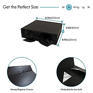 PACK2PACK Luxury Foldable Gift Box with Fixed Ribbon | Collapsible Box with Magnetic Closure | Weddings, Bridal Showers, Corporate Gifts | 100% Recycled Paper (Square, Metallic Copper)