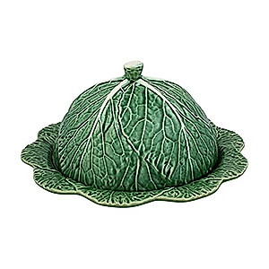 Bordallo Pinheiro Green Cabbage Earthenware Round Cheese Tray
