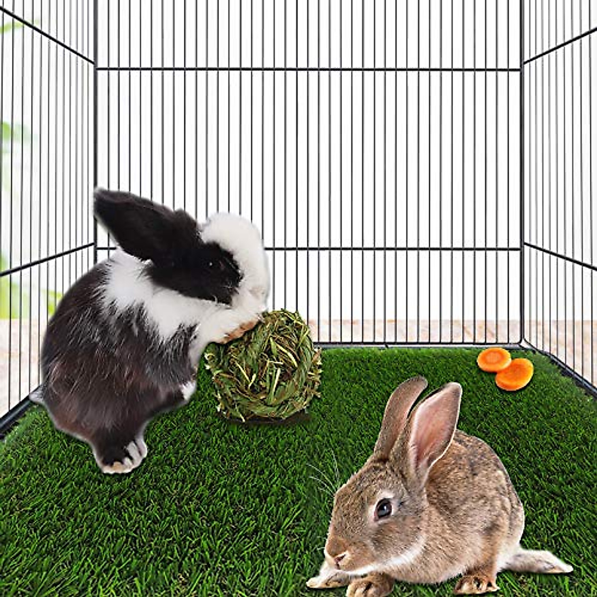 kathson Artificial Grass Turf Tile,2Pcs Rabbit Grass Mat with Upgrade Interlocking System Self-drainingSuitable for Bunny,Dogs and Cats(11.8 x11.8 Inches