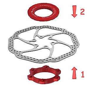 Saipe Aluminum Alloy Bicycle Centerlock Adapter 6-Bolt Disc Brake Rotor Adapter Center Lock Adapter with Lock Ring Hub Spacer Bicycle Accessories for Mountain/Road Bike 9/12/15mm hub axles (Red)
