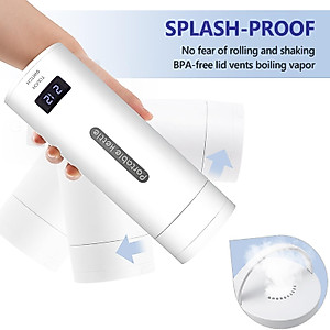 GRACEALL Portable Electric Kettle 400ML - Compact Travel Water Boiler Small Electric Thermos for Boiling Water, Camping Water Heater Personal Tea Maker with Temperature Display