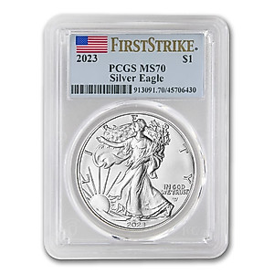 2023 1 oz American Silver Eagle Coin MS-70 (First Strike - Flag Label) $1 PCGS MS70