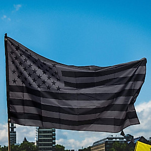 KENPMA All Black Out American Flag - Don't Tread On Me Gadsden Flag 3x5 ft 2-Pack Wall Banners House Porch Yard Lawn Decorative Sign US Outdoor Flag with Grommets - Printed Polyester Fade Proof