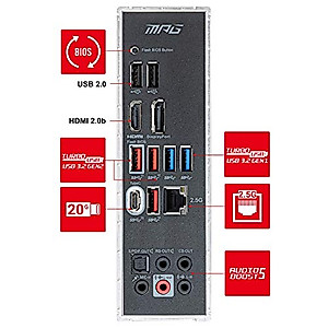 MSI MPG Z590 Gaming Plus Gaming Motherboard (ATX, 11th/10th Gen Intel Core, LGA 1200 Socket, DDR4, PCIe 4, CFX, M.2 Slots, USB 3.2 Gen 2, DP/HDMI, Mystic Light RGB)