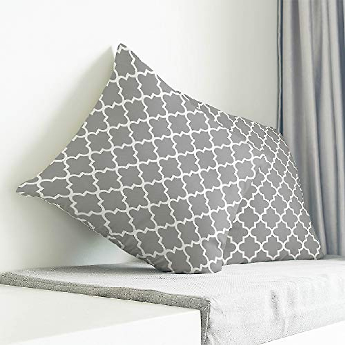 CHARMHOME Square Cushion Cases Pillowcase Covers Gray Morocco Pattern Throw Pillow Covers 16x16 inch for Home Sofa Couch Bed Decoration