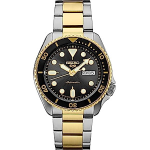 SEIKO SRPK22,Men Sport,GMT,Mechanical,Automatic,Stainless,Two Tone,Charcoal Dial,100m WR
