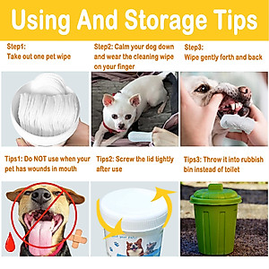 Irisarc 50pcs Pet Teeth Cleaning Finger Wipes for Dogs - Dog Dental Care Finger Wipes - Remove Plaque and Clean Teeth to Freshen Breath - Dog Teeth Cleaning