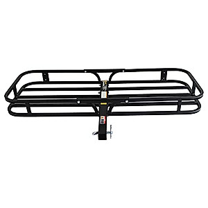 MaxxHaul 70107 53" x 19-1/2" Hitch Cargo Carrier - Trailer Mount Steel With High Side Rails For RV's, Trucks, SUV's, Vans, Cars 2" Receiver 500-lb Load Capacity , Black