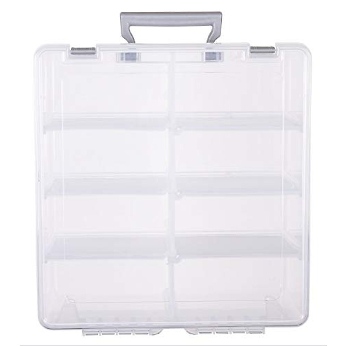 AB Designs 6990ABD Super Satchel Double Deep with Removable Dividers, Stackable Home Storage Organization Container, Clear with Sliver Latches and Handle