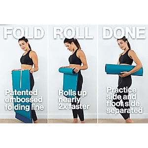 Koru Fold & Roll Yoga Mat (Teal/Navy Blue)