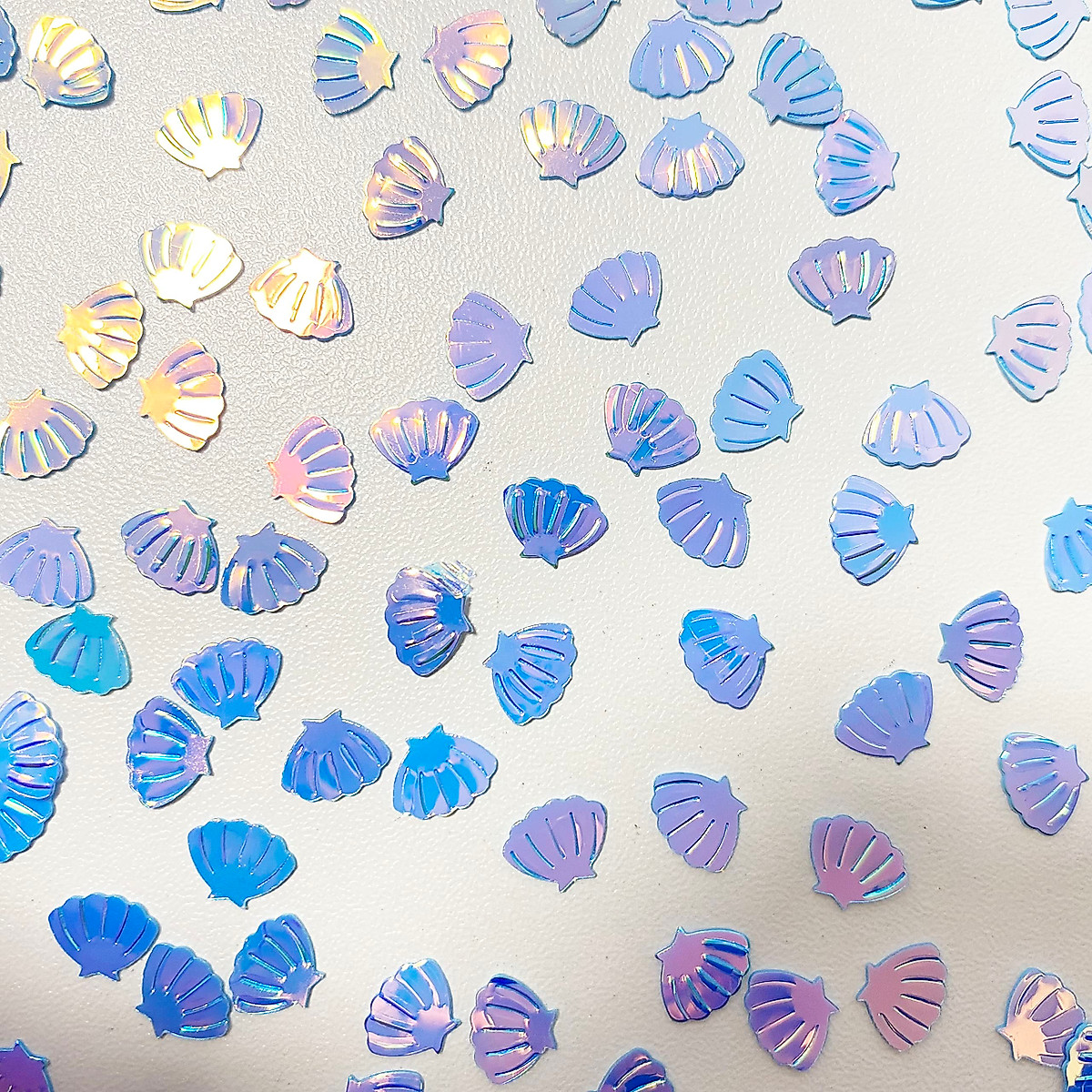 2000 Pieces Mermaid Scallop Party Glitter PVC Confetti for DIY Mold Art Nail Artwork Holiday Engagement Wedding Bridal Shower Birthday Valentines Party Decorations