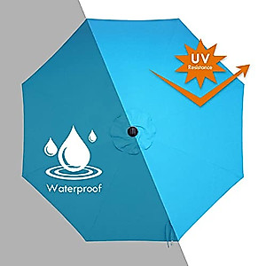 Aok Garden 9 ft Patio Umbrella LED Lighted Outdoor Table Umbrella, Aluminum Pole 8 Ribs Umbrella with Tilt and Crank