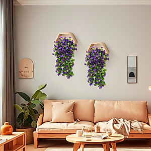 ZFProcess 2PCS Artificial Hanging Flowers, Fake Hanging Plants Violet Vines UV Resistant for Wall Home Room Garden Wedding Indoor Outdoor Summer Decoration(Purple)