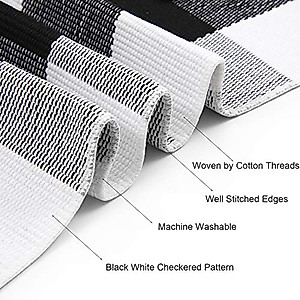 SHACOS Buffalo Plaid Rug 3'x5' Indoor Outdoor Black and White Buffalo Check Rug Front Porch Rug Plaid Door Mat Woven Cotton Area Rug Throw Plaid Rug for Kitchen Living Room Washable