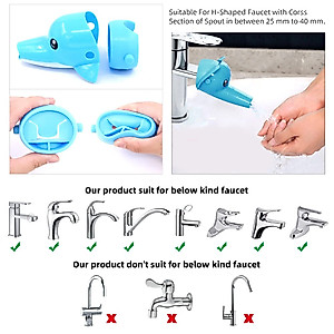 Rustark 3Pcs Cartoon Faucet Extender Sink Handle Extender for Toddler, Baby, Children Safe and Fun Hand-Washing Solution (Set of 3, Yellow Duck, Pink Elephant, Blue Dolphin)