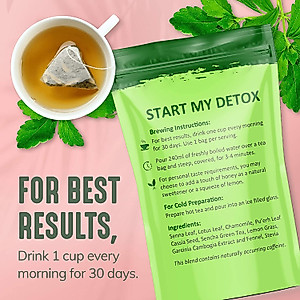 30 Day Detox Tea for Women & Men, All-Natural Herbal Teatox, Energy, Digestion, Body & Immune, Detox Cleanse with Senna Leaf, Keto, Vegan, Non-GMO