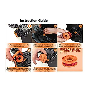 Lucky Seven Trimmer Spool Line Compatible with Worx，Edger Spool Compatible with Worx Trimmer spools Weed Eater String, Trimmer Line Refills 0.065 inch for Electric String Trimmers(10 Pack)