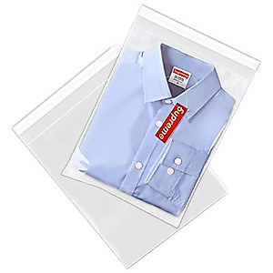 SPARTAN INDUSTRIAL - 12" X 15" (200 Count) Crystal Clear Resealable Polypropylene Poly Bags for Packaging, Clothing & T Shirts - Self Seal & Reinforced