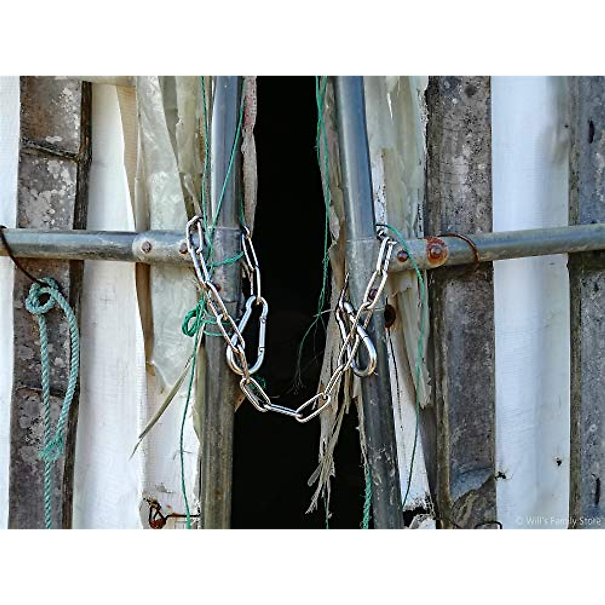 Will's Family Store 20 inch Stainless Steel Barn Chain with Carabiner for Livestock Gate Latch 2 Pack