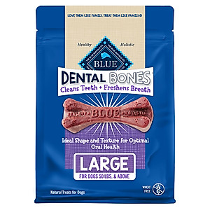 Blue Buffalo Dental Bones for Large Dogs 50 lbs. & Above, Daily Dental Dog Treats, Cleans Teeth & Freshens Breath, 27-oz. (17 Bones)
