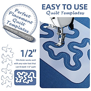 Meander Quilting Templates,Free Motion Quilting Template,Arcylic Quilting Templates Rulers,Transparent Quilting Templates for Industrial and Domestic Sewing Machines