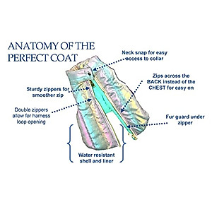 Unicorn Dog Coat, Iridescent Puffer Jacket for Pets, Unicorn Dog Jacket (M 10-15 lbs)