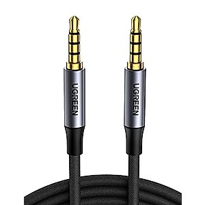 UGREEN 3.5mm Audio Cable Braided 4-Pole Hi-Fi Stereo TRRS Jack Shielded Male to Male AUX Cord Compatible with iPad, Samsung Phones, Tablets, Car Home Stereos, Headphones, Speaker, 3FT