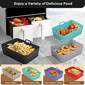 2 Pcs Silicone Air Fryer Liners for Ninja Foodi DZ201 DZ401 6-in-1 8-10QT, Air Fryer Accessories for Ninja Instant Vortex Plus, Reusable Air Fryer Liner, Non-Stick | Easy Cleaning