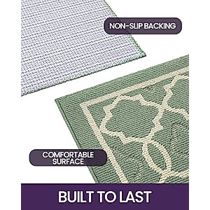 DEXI Door Mat 32x20, Non-Slip Low-Profile Entrance Mats, Absorbent Washable Front Back Doormats for Entryway, Inside Entry, High Traffic Areas, Green