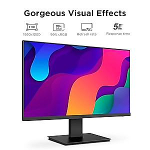 KOORUI 24 Inch Computer Monitor, FHD PC Monitors 1920 x 1080p IPS Display 75Hz, HDMI, VGA, 5ms Response Time, 75 x 75 mm VESA Mountable, Frameless