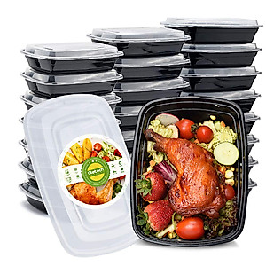 Glotoch Meal Prep Container Reusable,50Pack 32oz Plastic Food Prep Containers with Lids,BPA Free,Microwave, Dishwasher Safe Disposable To Go Containers for Food,Leftover,Single Compartment