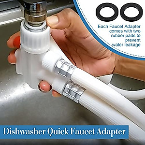 Dreyoo 2 Pcs Dishwasher Faucet Adapter, Dishwasher Snap Adapter Connection 15/16-27Male or 55/64-27Famale Chrome (No Filter)