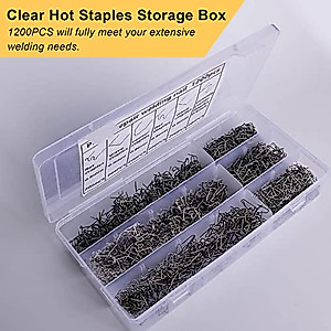 Plastic Welder Staples1200pcs with Storage Box,6 Kinds of Hot Staples for All Cars,Plastic Welding Staples for Repair Machine Car Bumpers,Made of Stainless Steel,Plastic Repair Kit Staples (1200)