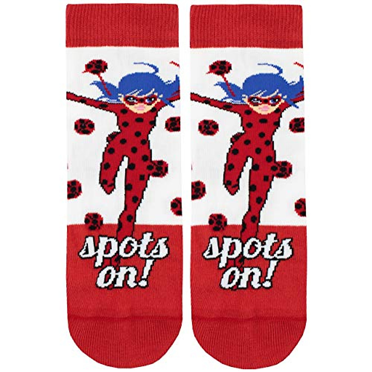 Miraculous Ladybug Girls' Lady Bug Socks Pack of 3 Size 10 to 13 Multicolored