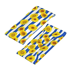 Docsckus Unisex Wide Elastic Headbands, Stretch Non Slip Turban, Sweat Wicking Hair Bands Wrap for Yoga Running Sports Workout Sunflower