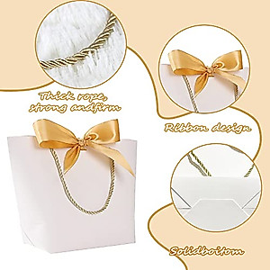 20 Pieces Gift Bags with Handles Bridesmaid Celebration Paper Gift Bag with Bow Ribbon Wedding Guest Welcome Gift Bags Party Favor Bags Birthday Present Wrap