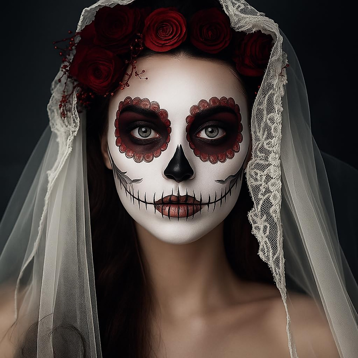 BOBISUKA Halloween Cosplay SFX Makeup Black + White Face Body Paint Special Effects Makeup Kit Dress Up Non Toxic Face Painting Kits for Adult Full Coverage Face paint Fx Make Up