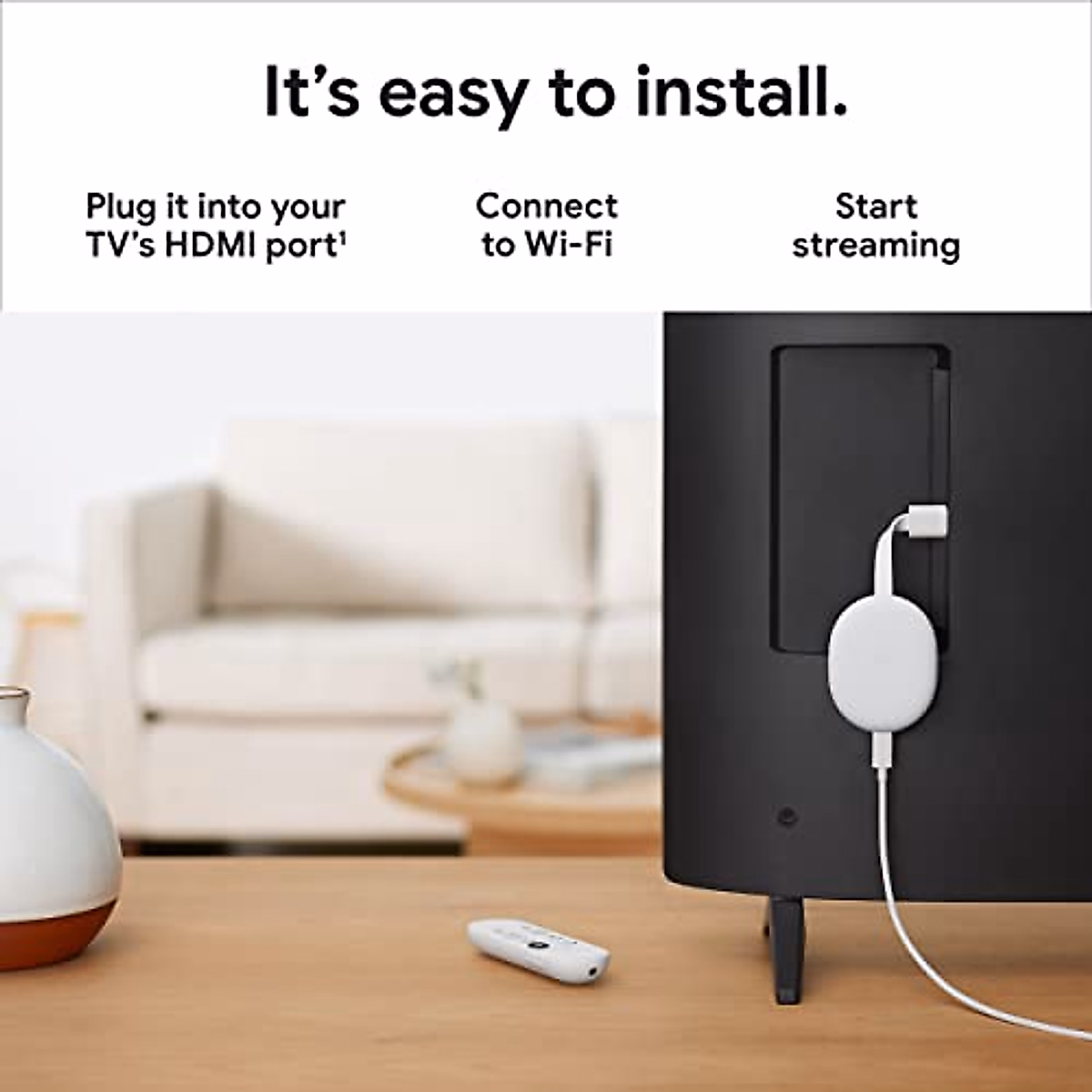 Chromecast with Google TV (4K)- Streaming Stick Entertainment with Voice Search - Watch Movies, Shows, and Live TV in 4K HDR - Snow